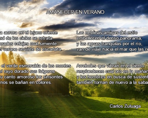 Poema "AMANECER EN VERANO" por CARLOS ZULUAGA | Poematrix