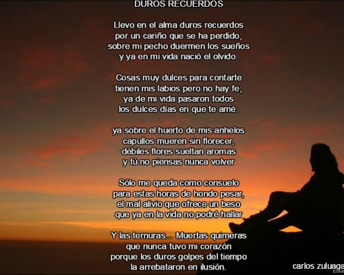 Poema "DUROS RECUERDOS" por CARLOS ZULUAGA | Poematrix